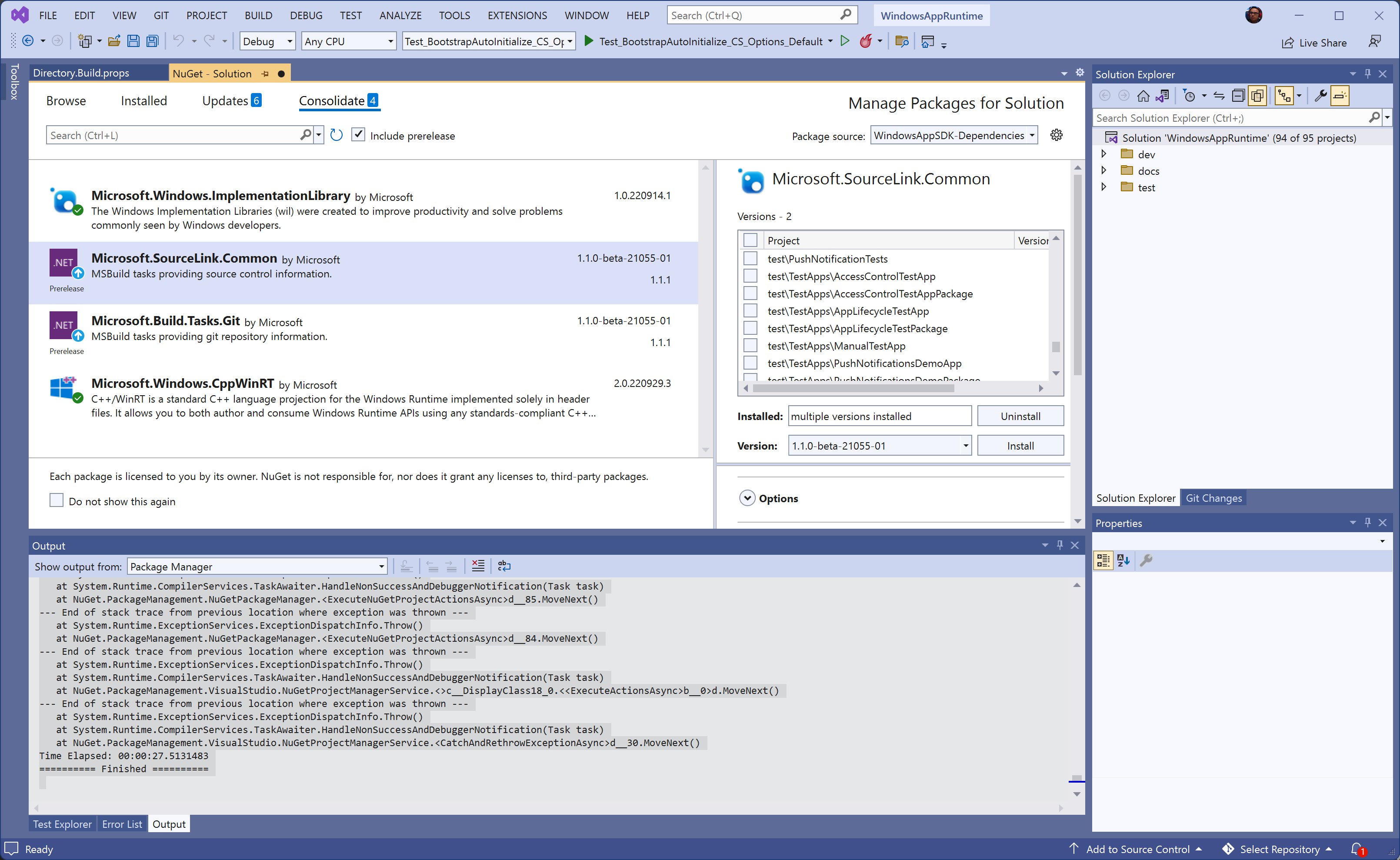 Error While Updating Microsoftsourcelinkcommon110 Beta 21055 01 To A Newer Version · Issue