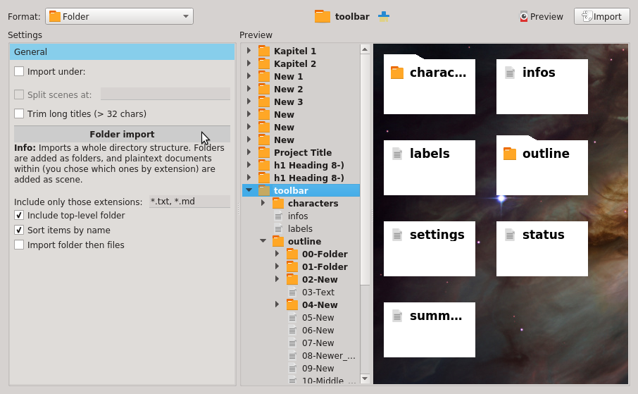 Adds: Importer (docx, html, opml, …) · Issue #200 · olivierkes/manuskript · GitHub