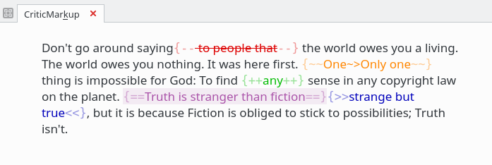 Add support for criticmarkup · Issue #233 · olivierkes/manuskript · GitHub
