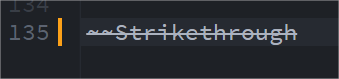 Strikethroughs are rendered in the editor interface with unbalanced ...
