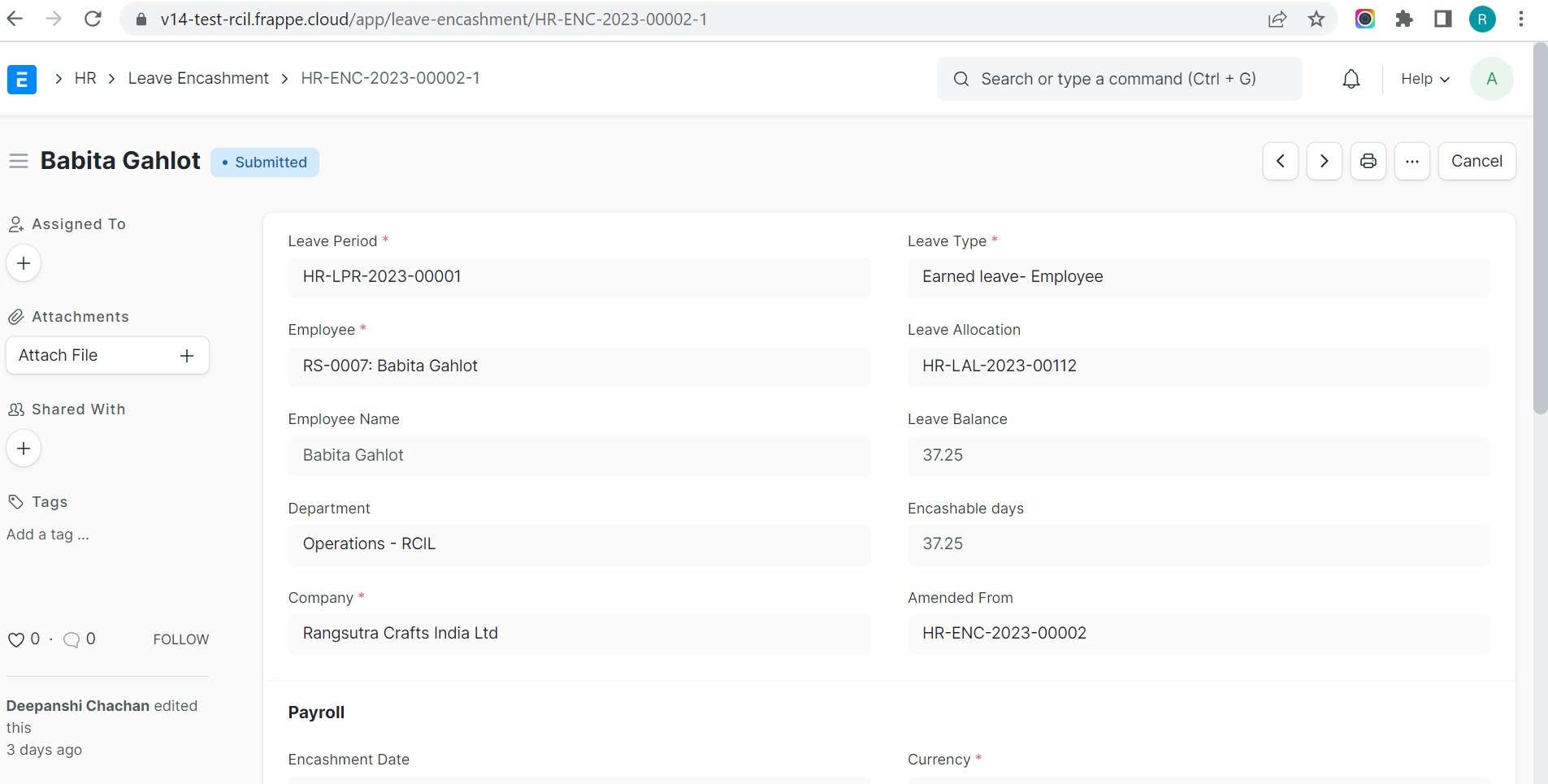 Leave Encashment · Issue 921 · Frappehrms · Github 