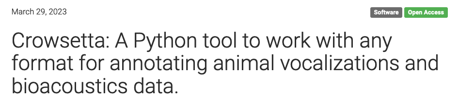 [REVIEW]: crowsetta: A Python tool to work with any format for annotating animal vocalizations ...