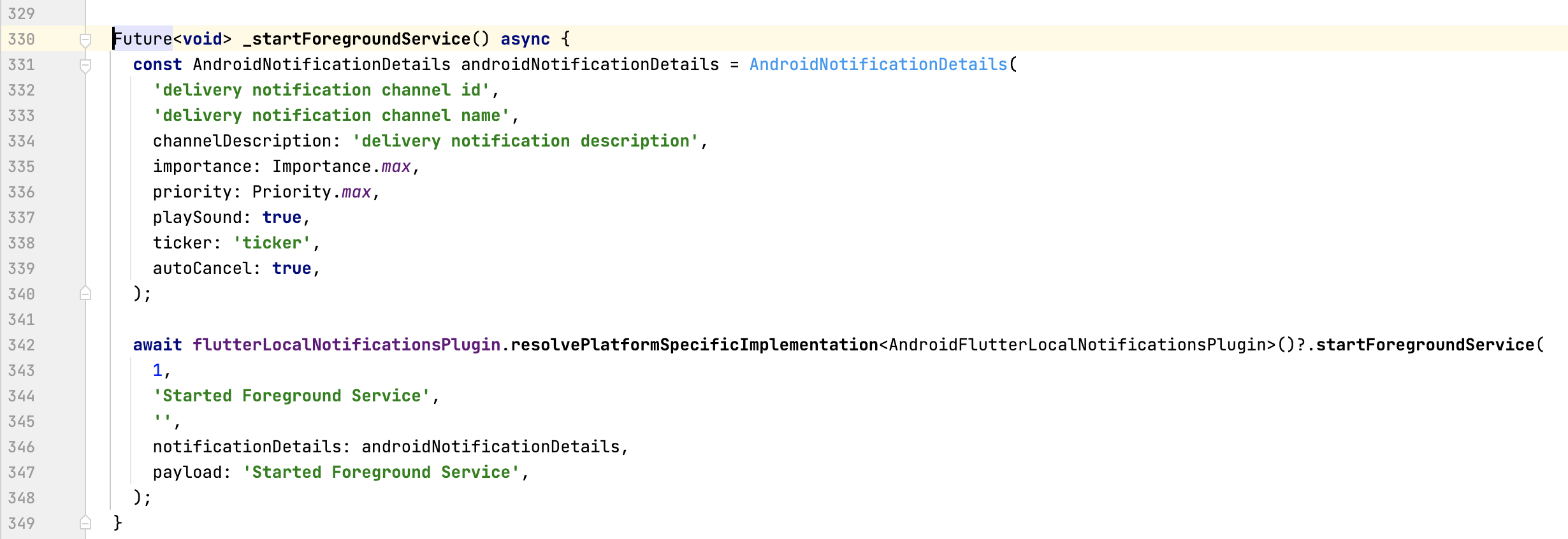 How dimissible the startForegroundService() · Issue #1902 · MaikuB/flutter_local_notifications ...