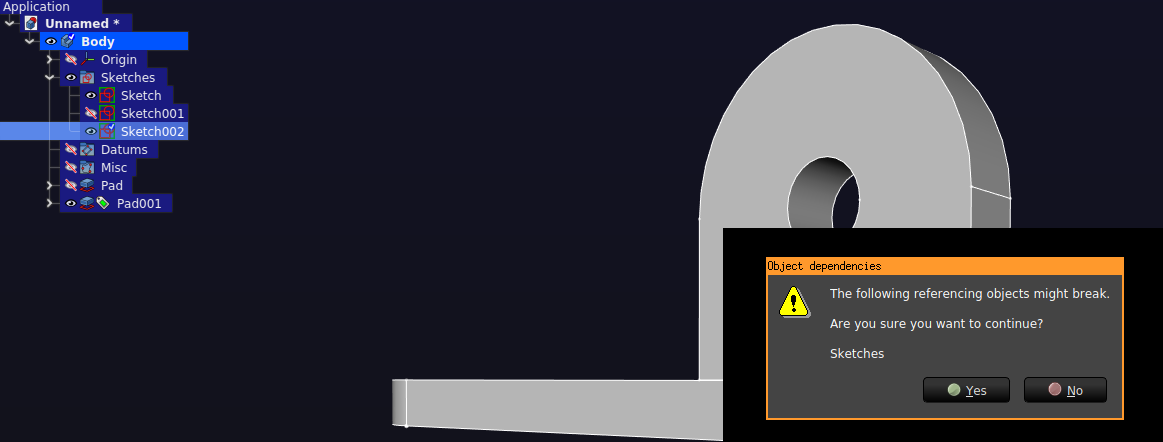 deleting sketch with auto auxiliary group enabled produces "referencing objects might break ...