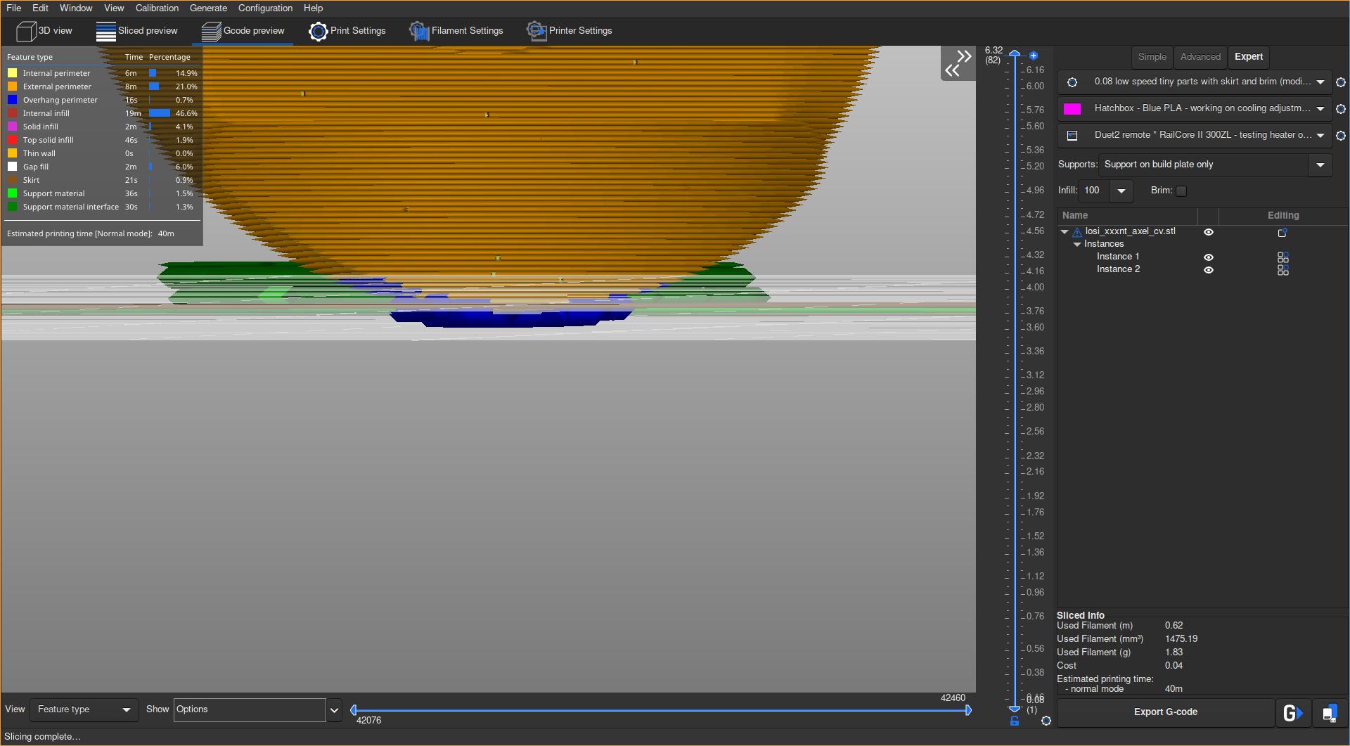 overhang perimeters are generated at very large layer height and below ...
