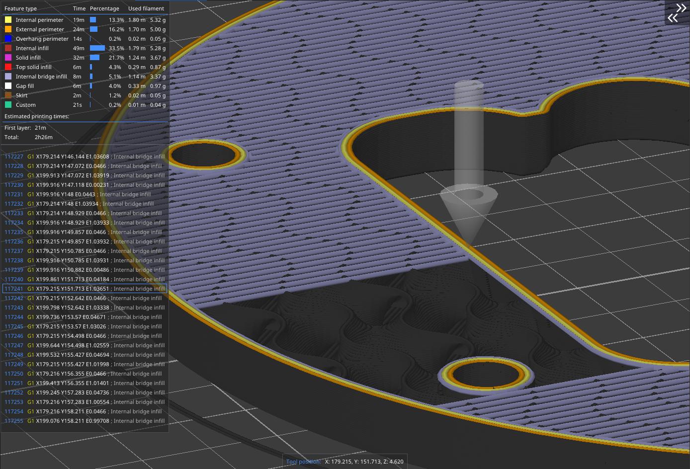 `internal bridge infill` above infill pattern printing onto empty space and curling ...