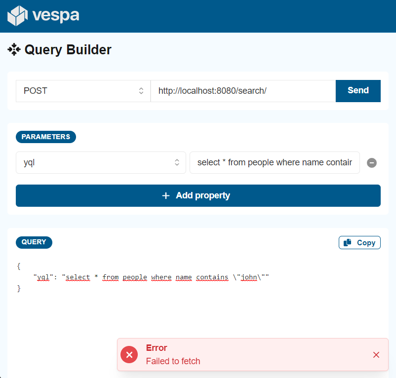Run query builder without CORS config · Issue #25522 · vespa-engine/vespa · GitHub