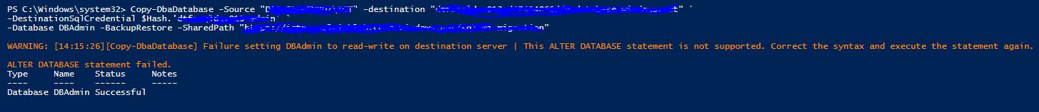 Copy-DbaDatabase to Managed Instance WARNING · Issue #6119 · dataplat/dbatools · GitHub
