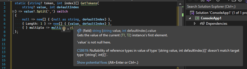 Nullability warning disappears when commenting out *seemingly* unrelated code · Issue #61516 ...
