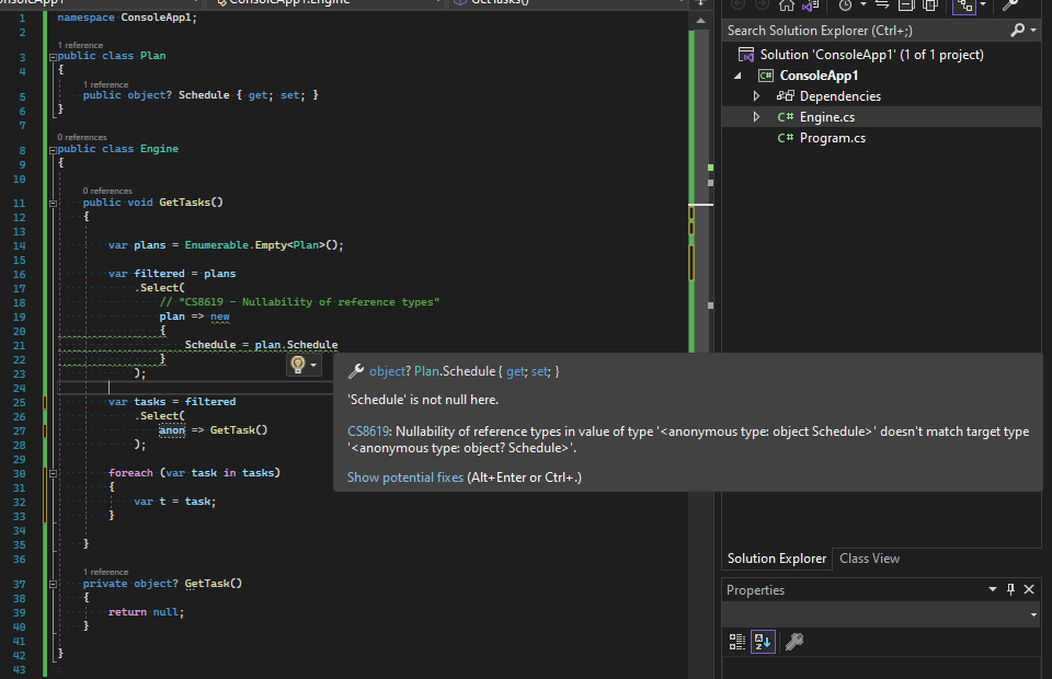 Nullability warning disappears when commenting out *seemingly* unrelated code · Issue #61516 ...