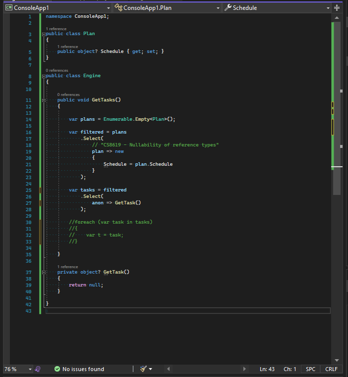 Nullability warning disappears when commenting out *seemingly* unrelated code · Issue #61516 ...