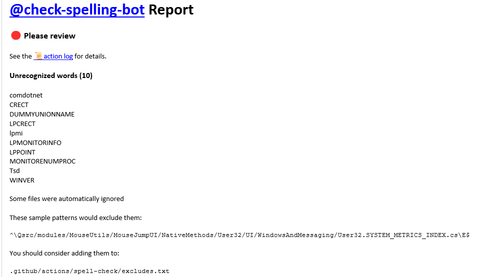 [CI] Add win32.txt dictionary to github actions spell checker step · Issue #25601 · microsoft ...