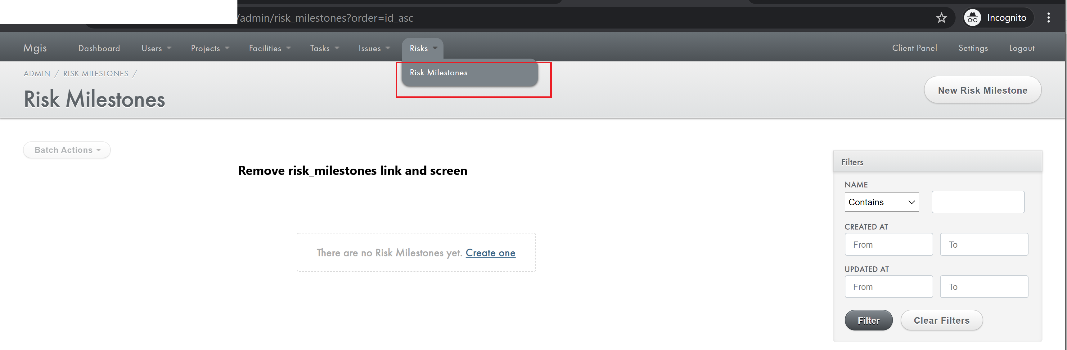 Remove Adminriskmilestones Link And Screen · Issue 1233 · Microhealthllcmpath · Github 