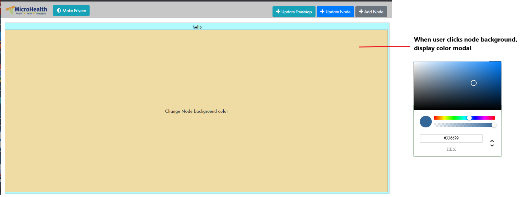 Tree Map - User should be able to Edit/Delete Node without clicking Update Node and using popup ...