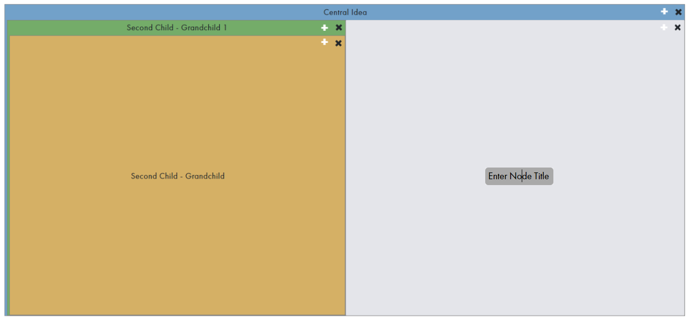 Tree Map - For each node, should include a "+" before each delete "x" icon; when clicked, add a ...