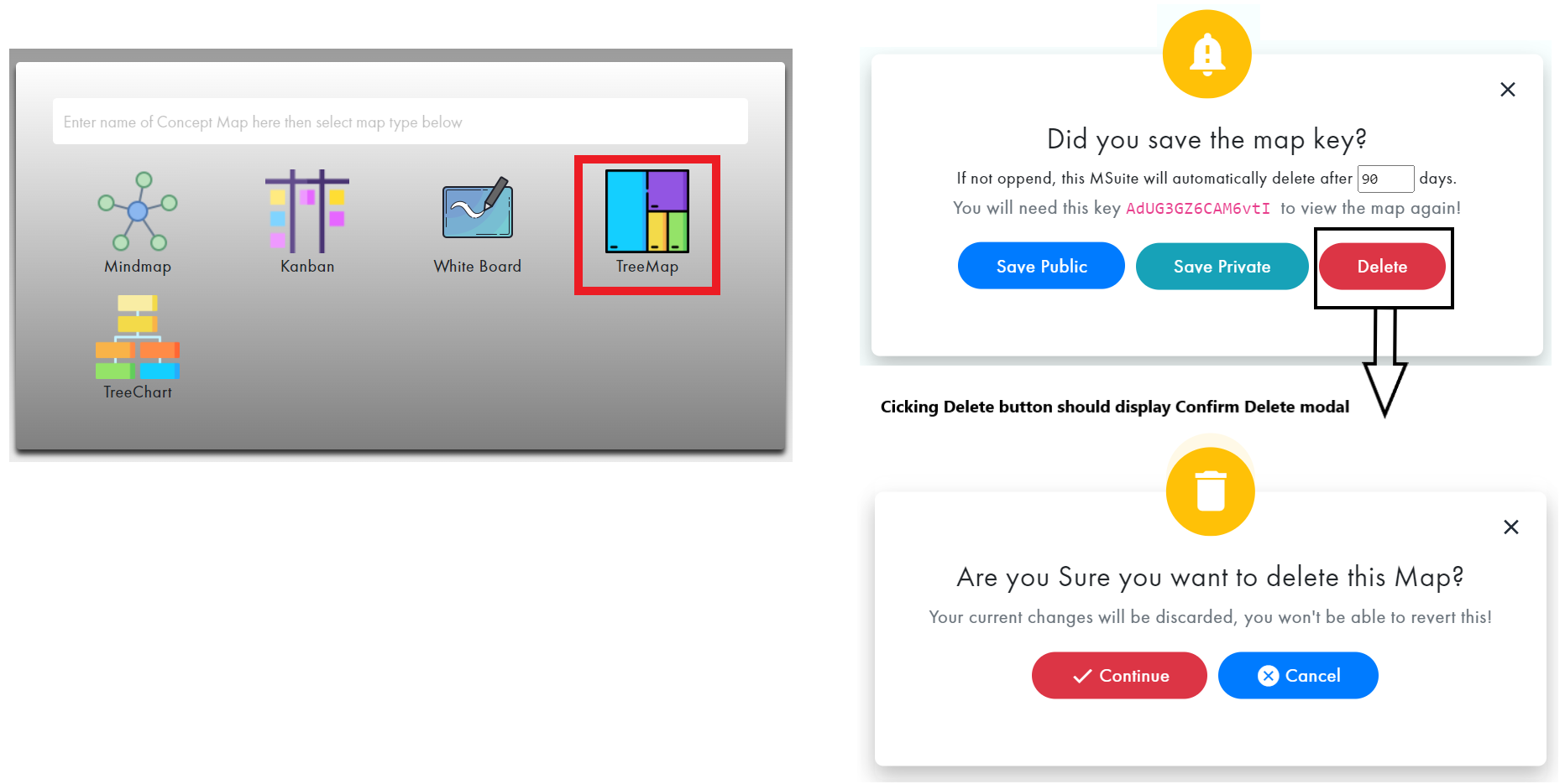 Tree Map: Clicking Delete on Save the Map modal, should display Confirm Delete Map modal · Issue ...