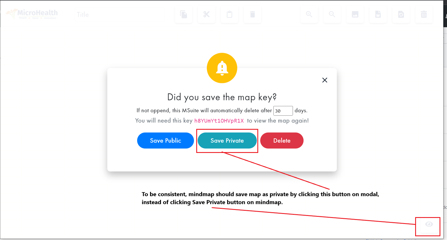 Mindmap: Remove "Save Private" button, since user should select this option on Save Map Key ...