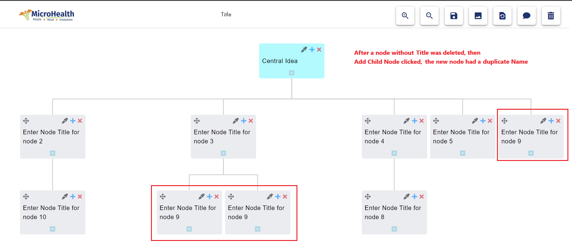 Since users collaborating on a map may be assigned to fill in a Node Title, duplicate default ...