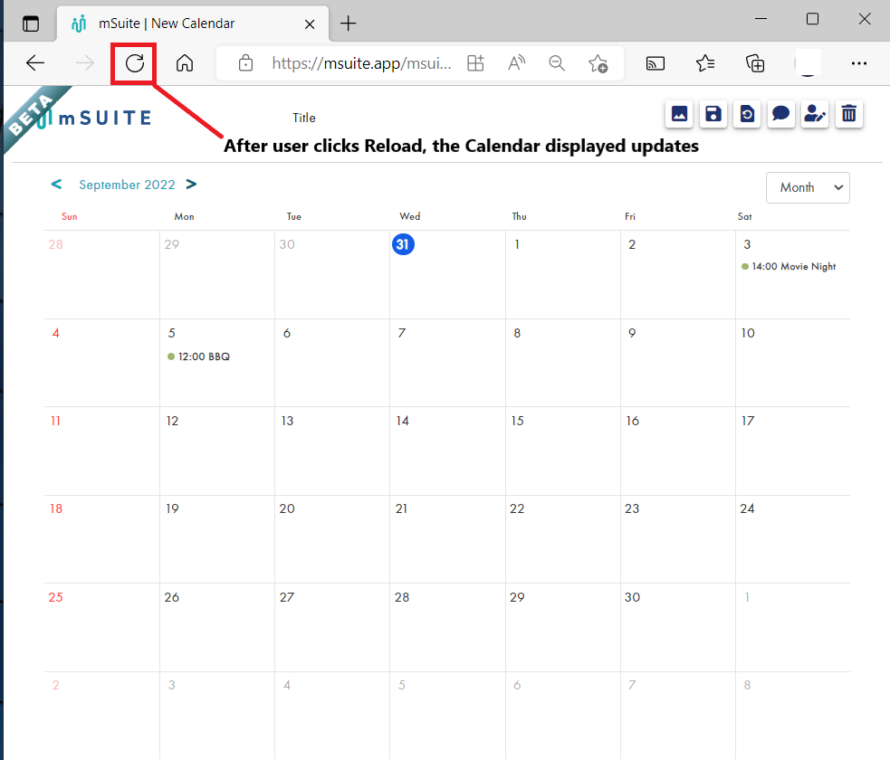 Calendar should automatically update without reload browser (create ...