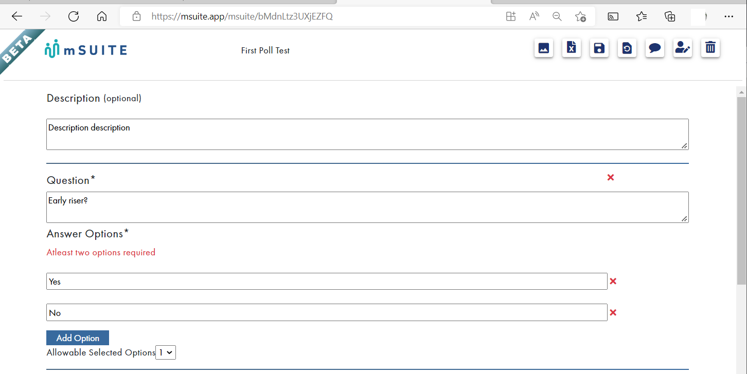 Poll map: Preview mode should display Description text (when exists ...