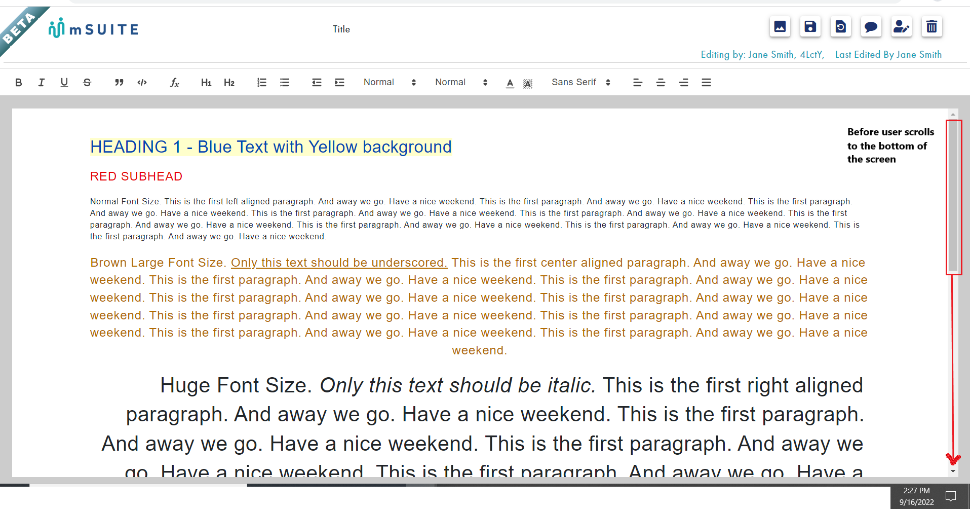 Notepad: During real time collaboration, when user scrolls down the ...