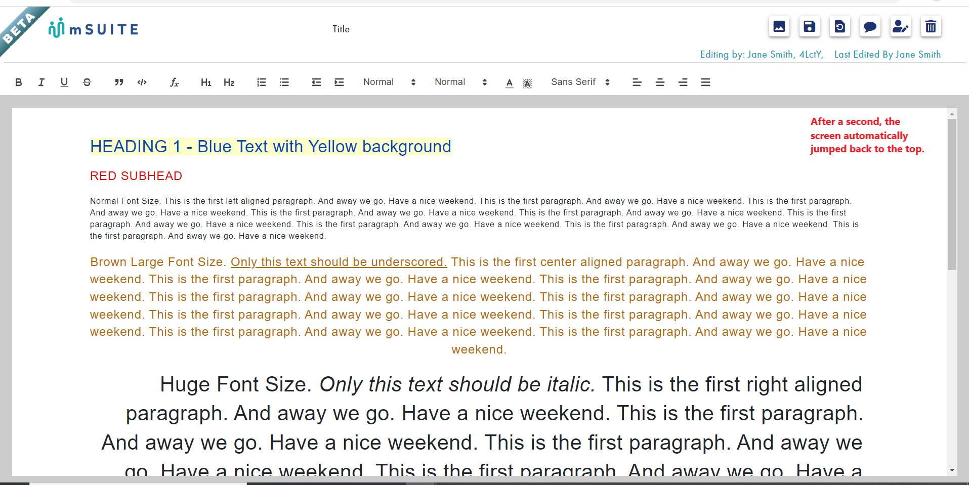 Notepad: During real time collaboration, when user scrolls down the ...