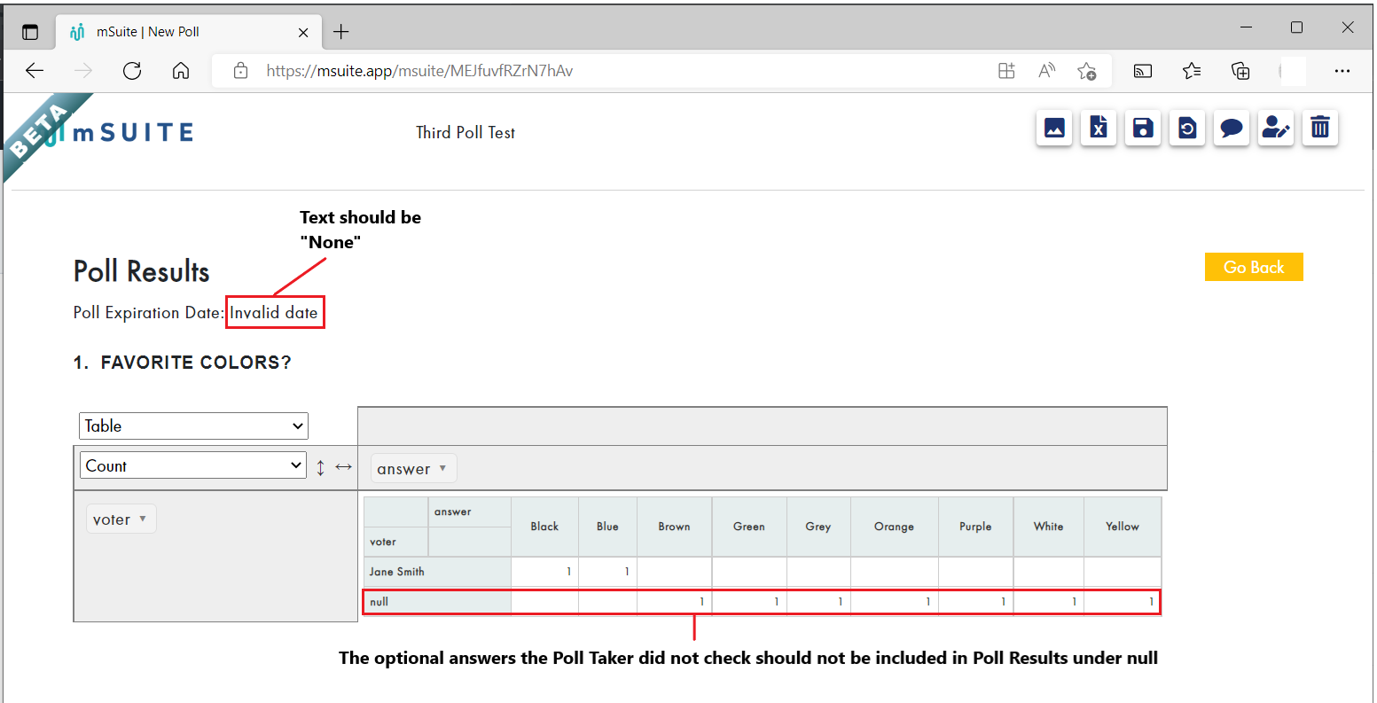 Poll Results: Should not include result "null" for answer option(s) not ...