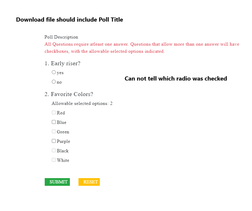 Poll map - New Poll and Poll Vote screens: Download file should include ...