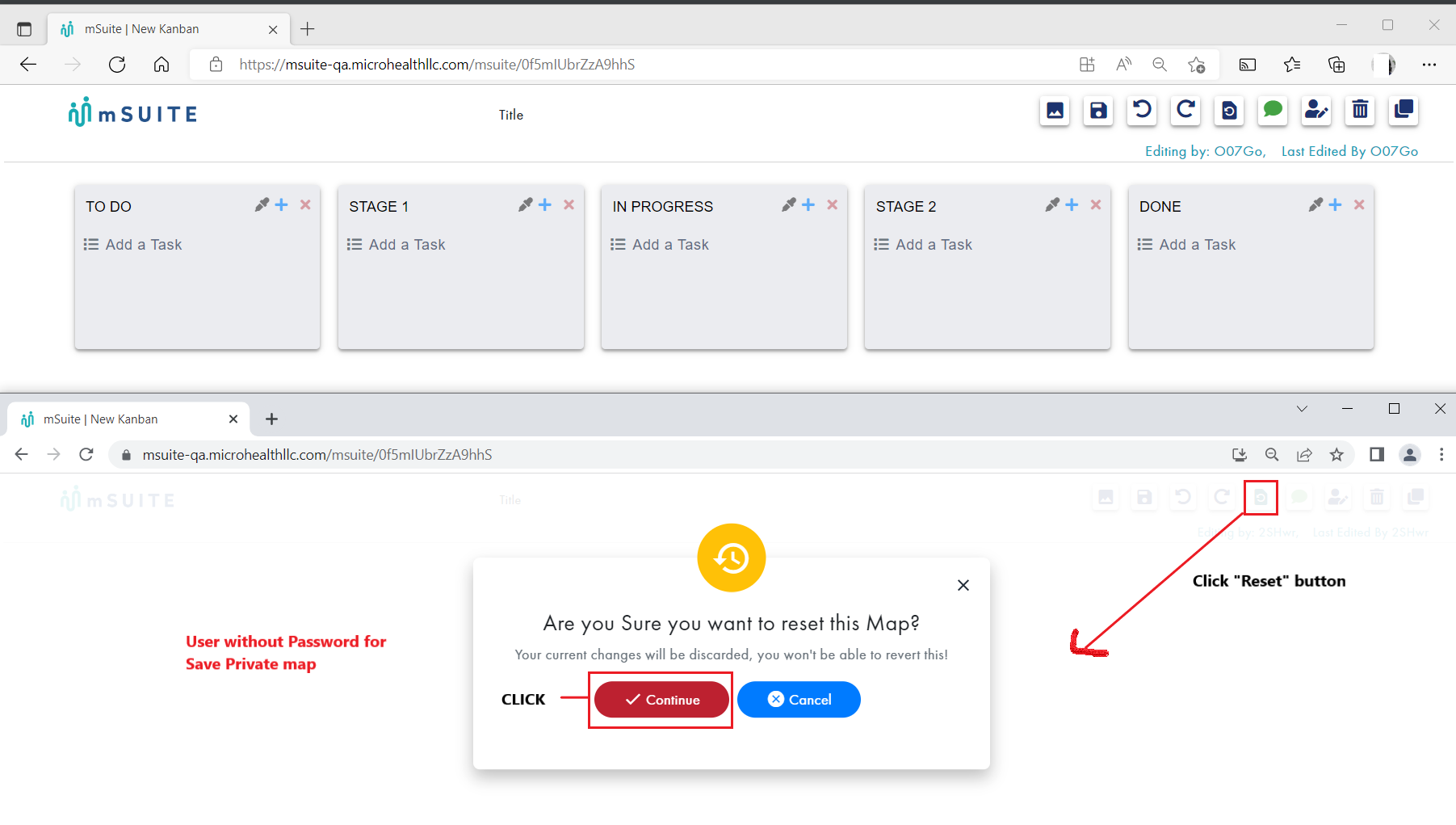 User should not be able to access/update/delete/reset/duplicate/save a map that is Save Private ...