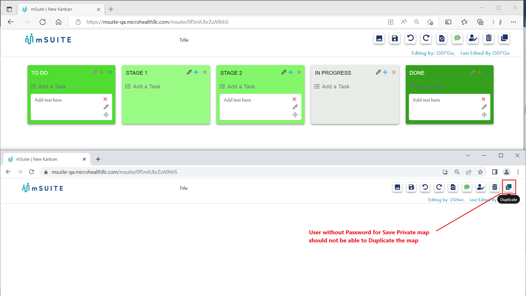 User should not be able to access/update/delete/reset/duplicate/save a map that is Save Private ...