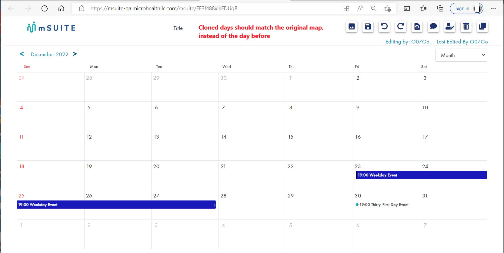 Calendar: Cloned map should have the same numbered dates/times as ...
