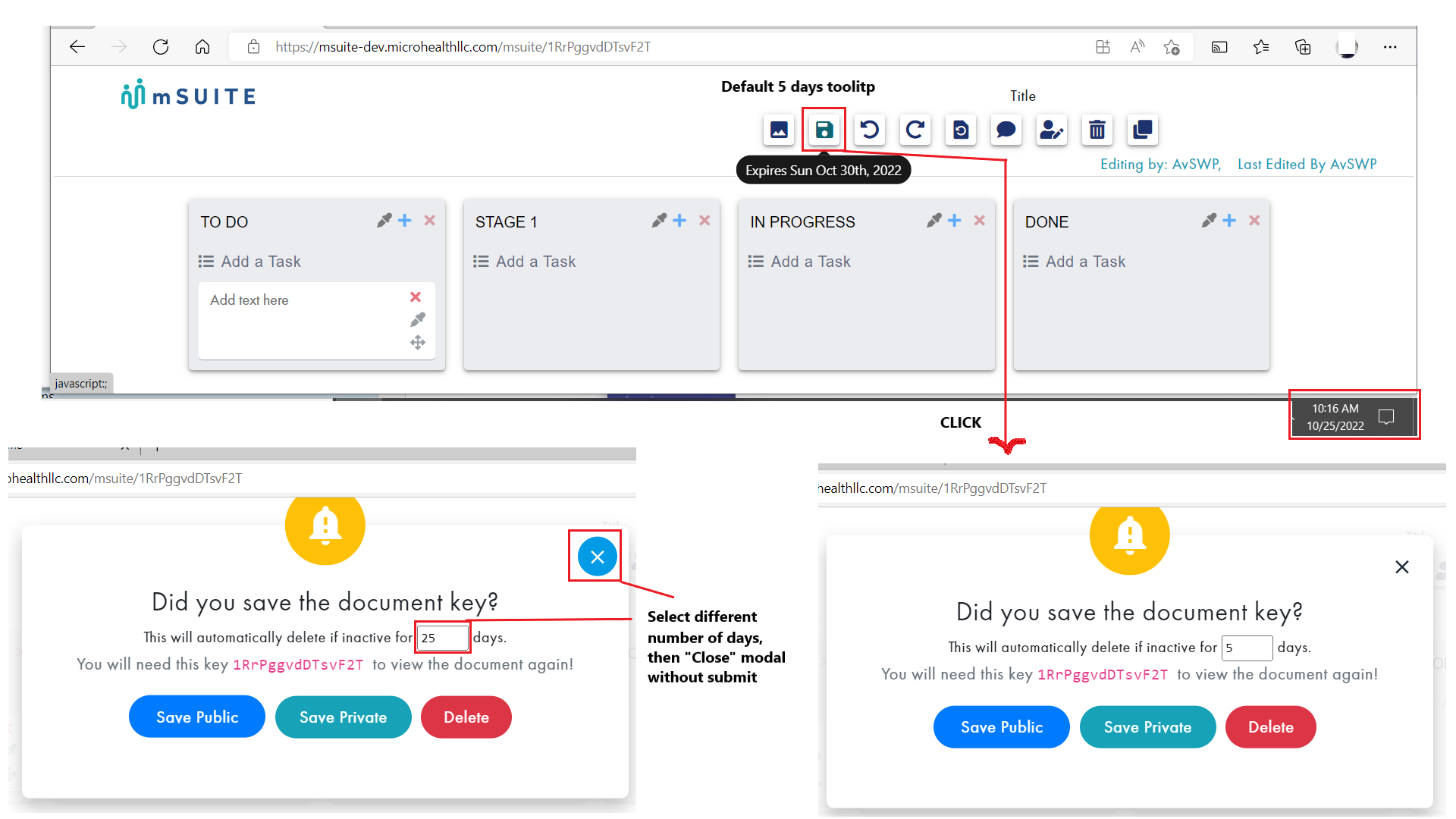 The number of days till map deletion should not update unless successful submit to Save Map or ...