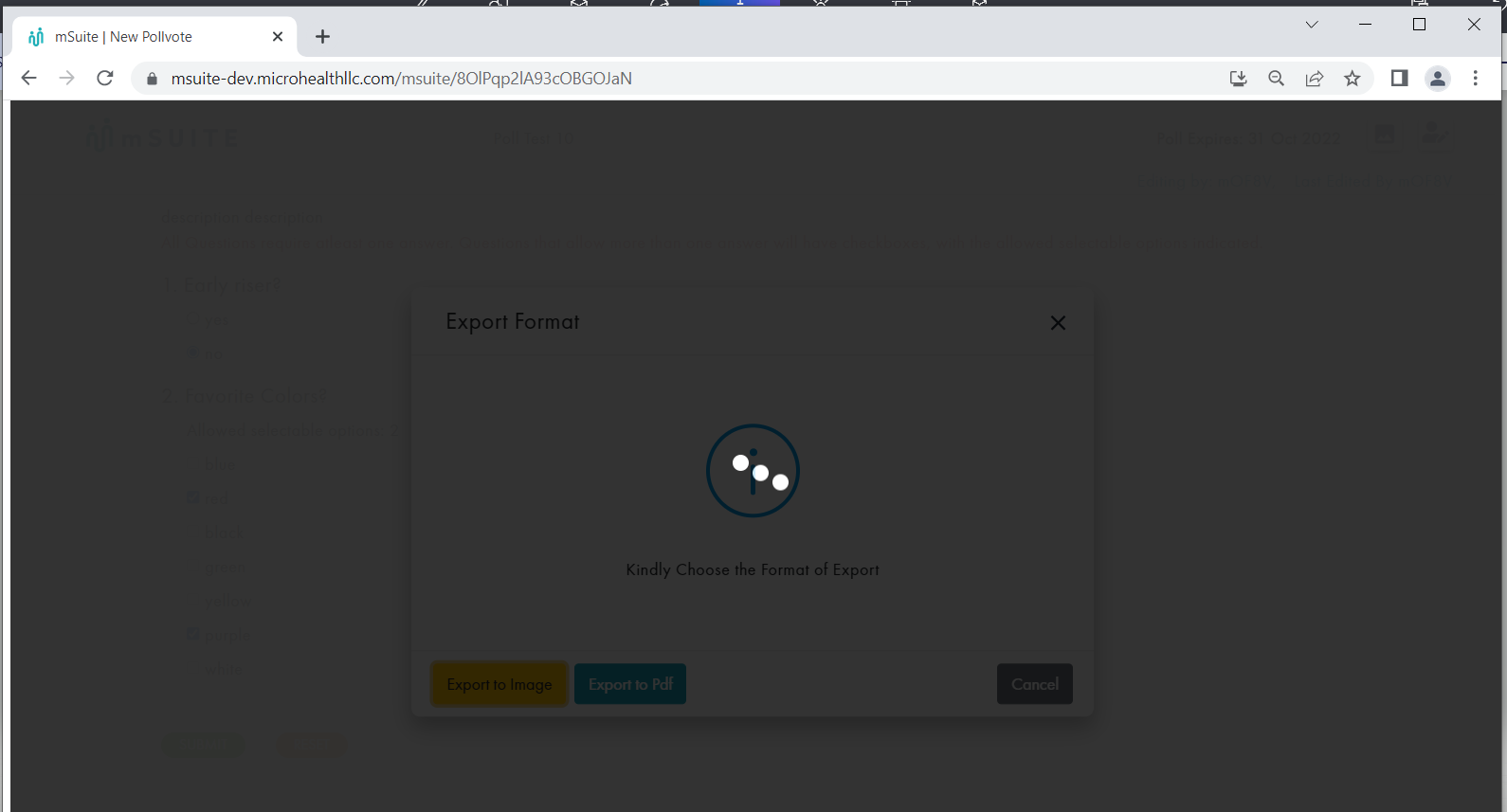 Poll map - New Poll and Poll Vote screens: Download file should include Title and user answers ...