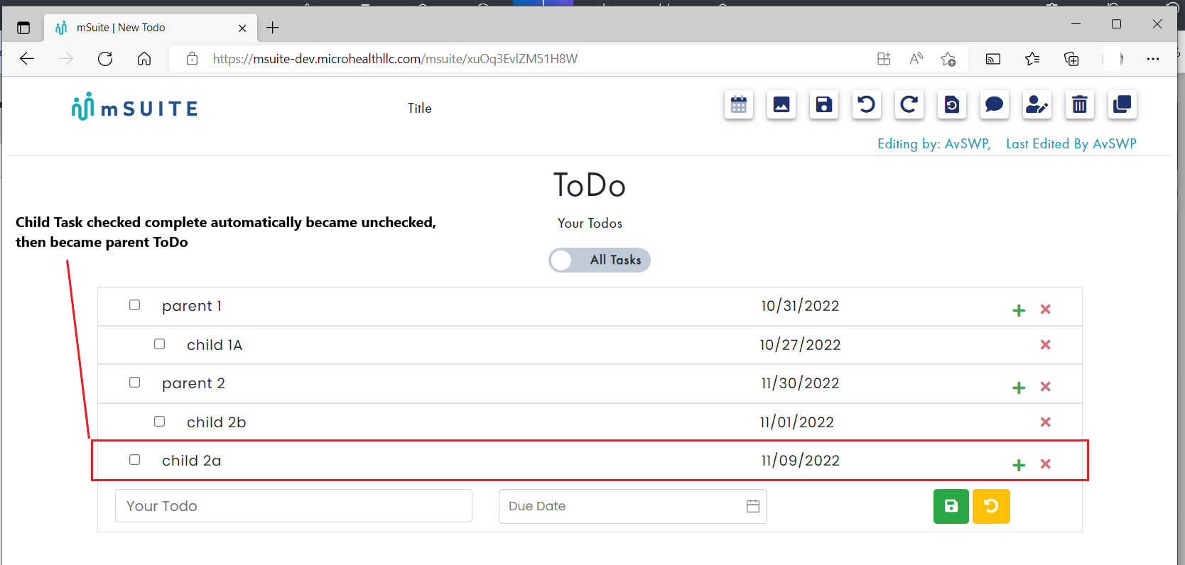 ToDo map: Complete ToDo function should stick; should not change child ToDo to parent ToDo ...