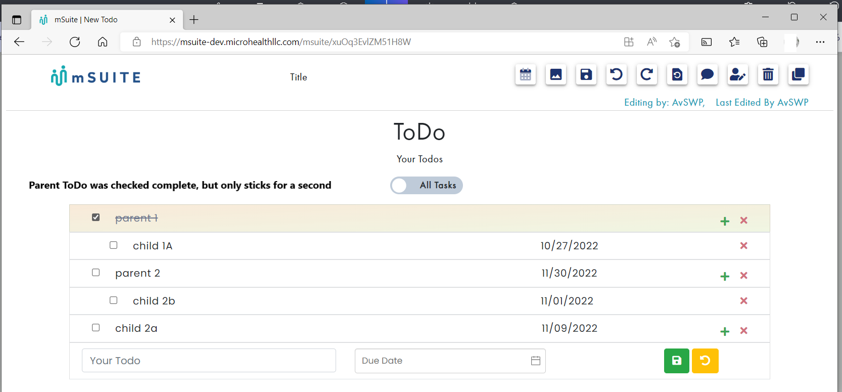 ToDo map: Complete ToDo function should stick; should not change child ...