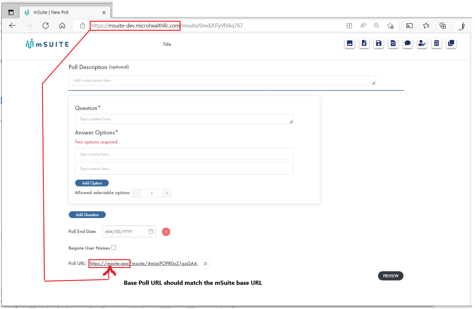 Dev and QA: The Base Poll URL should match the mSuite Base URL · Issue #1168 · MicroHealthLLC ...