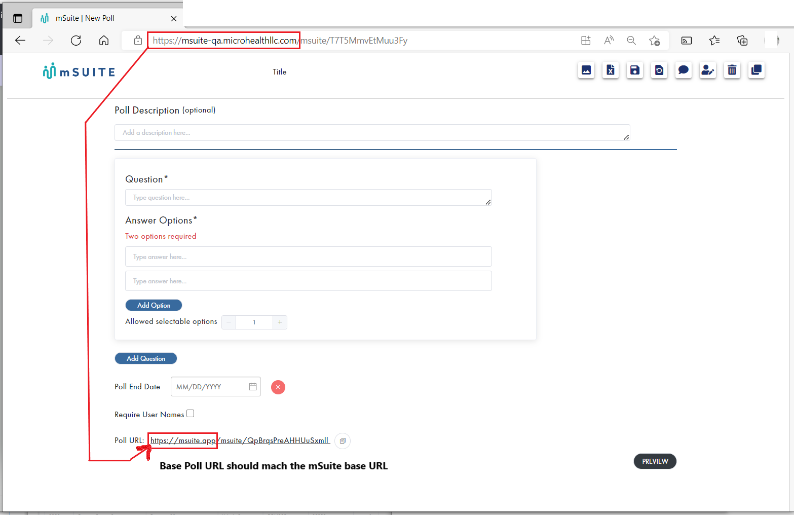Dev and QA: The Base Poll URL should match the mSuite Base URL · Issue #1168 · MicroHealthLLC ...