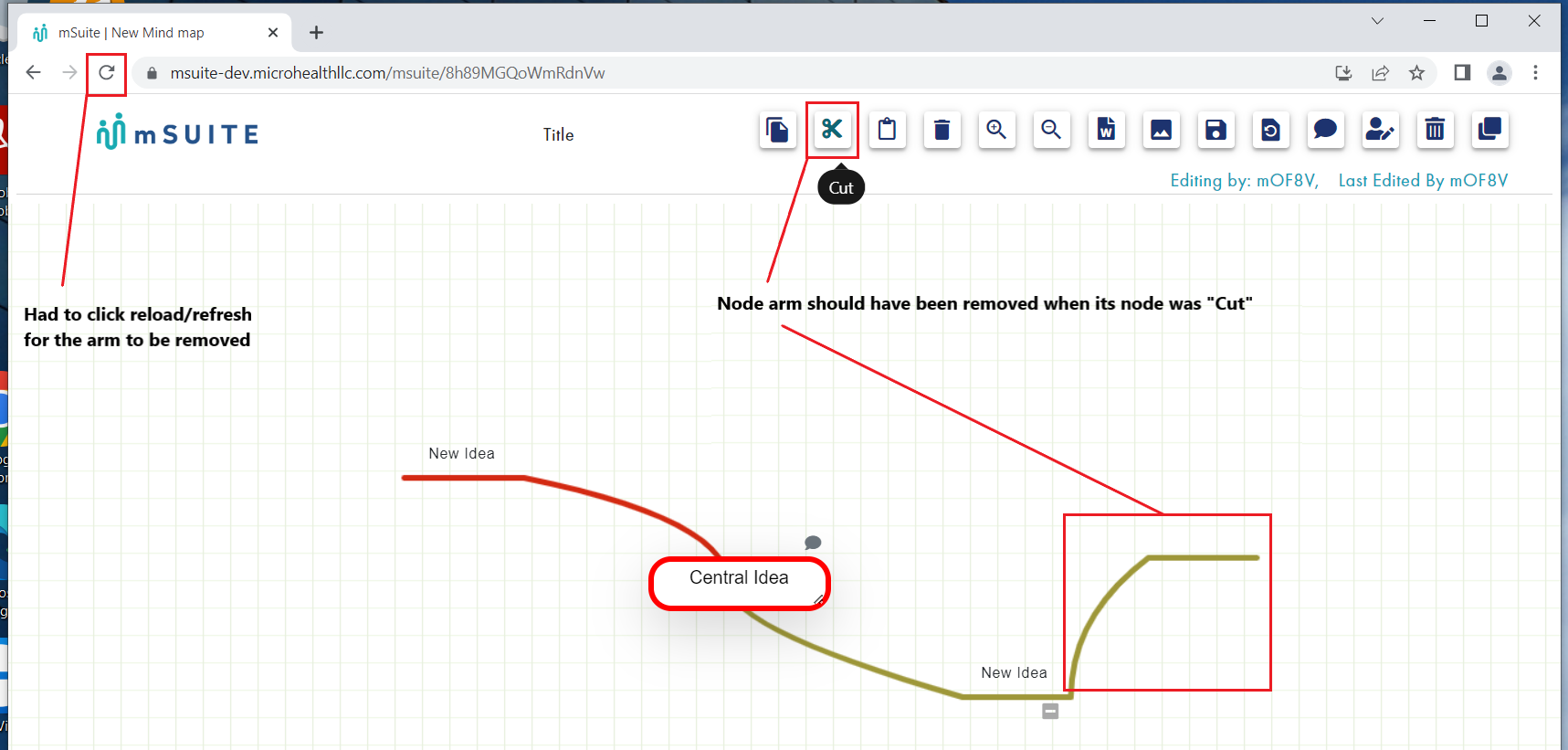 Mindmap Arm Should Not Display After Its Node Is Removed Should Not Have To Reloadrefresh
