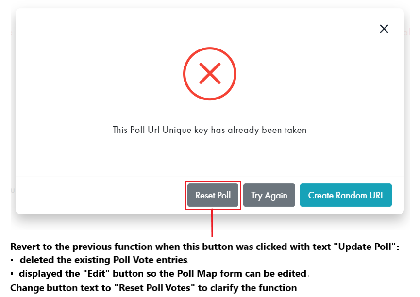 Poll Map: Revert function when "Reset Poll" button is clicked; change button text to "Reset Poll ...