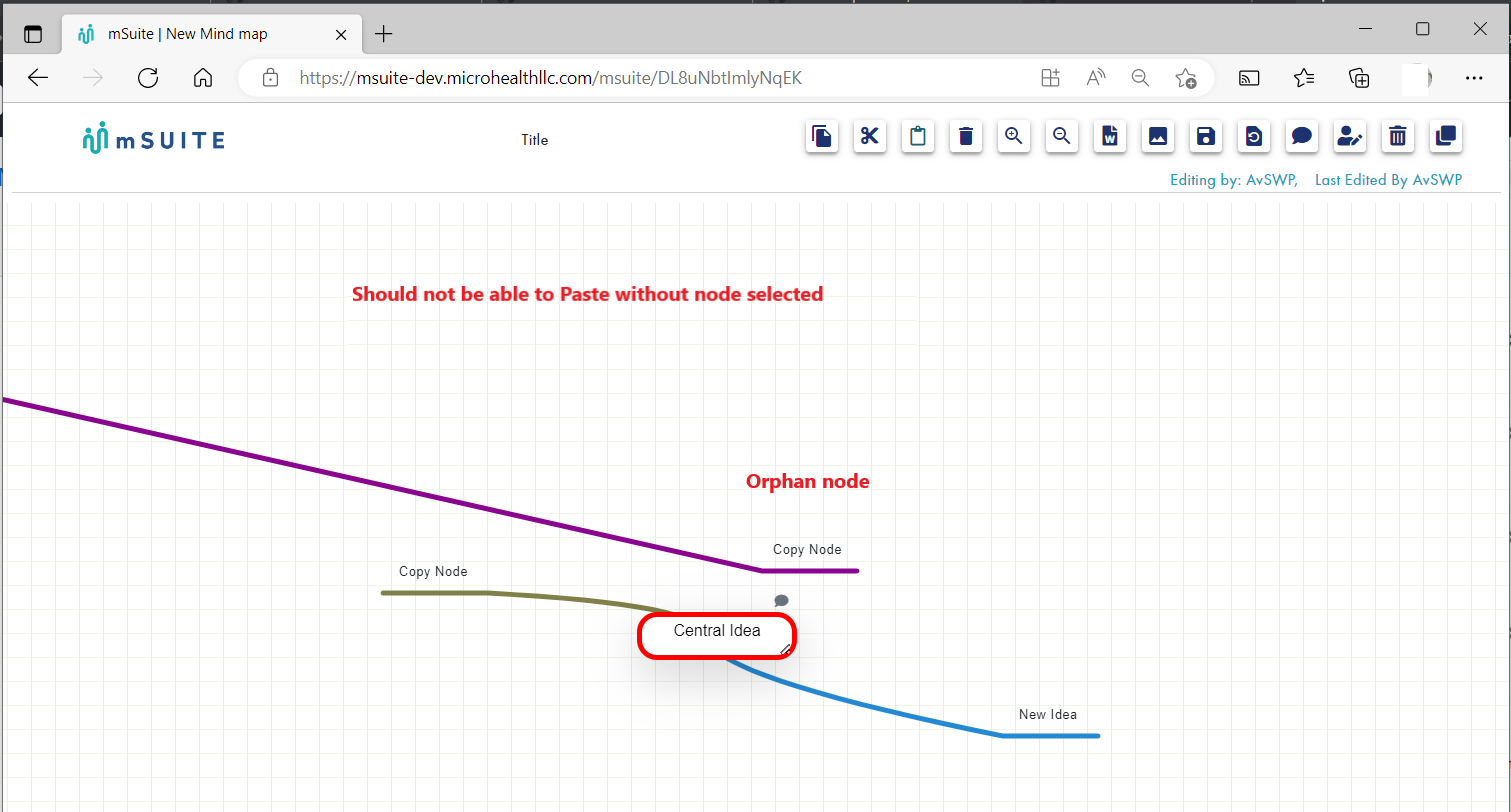 Mindmap: Copy/Cut/Paste/Delete buttons should not be enabled when a ...