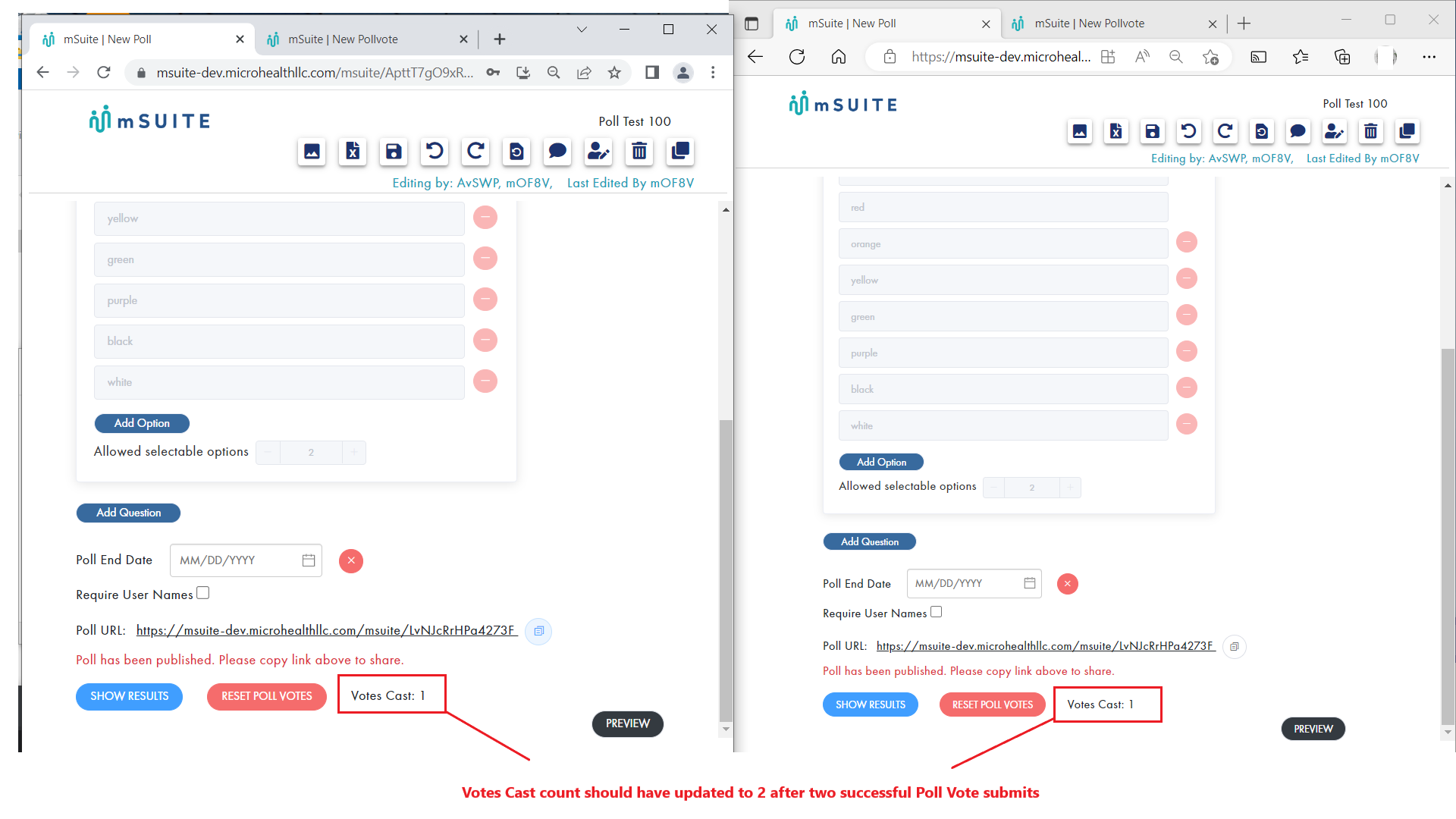 Submit Poll Vote should consistently update Poll Results · Issue #1338 · MicroHealthLLC/mSuite ...