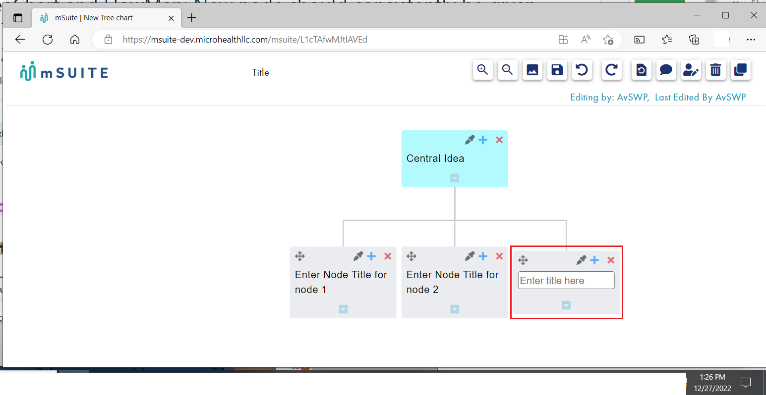 DEV TreeChart and FlowMap: New node should consistently be given default Title; node Title ...