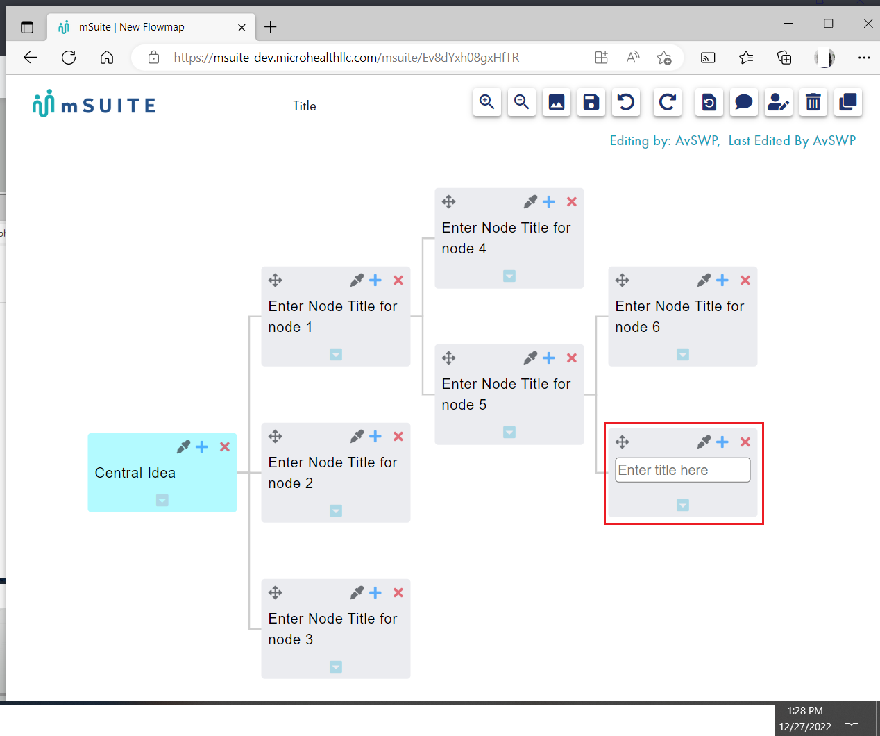 DEV TreeChart and FlowMap: New node should consistently be given default Title; node Title ...