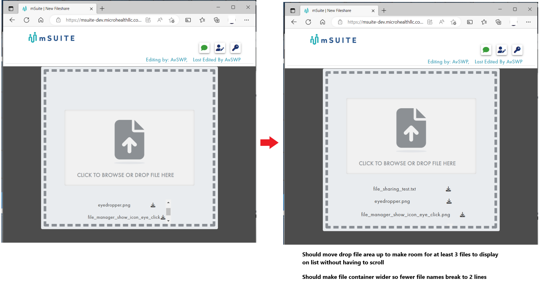 File Transfer map: Should improve layout so that more than 2 file names display at once; also ...