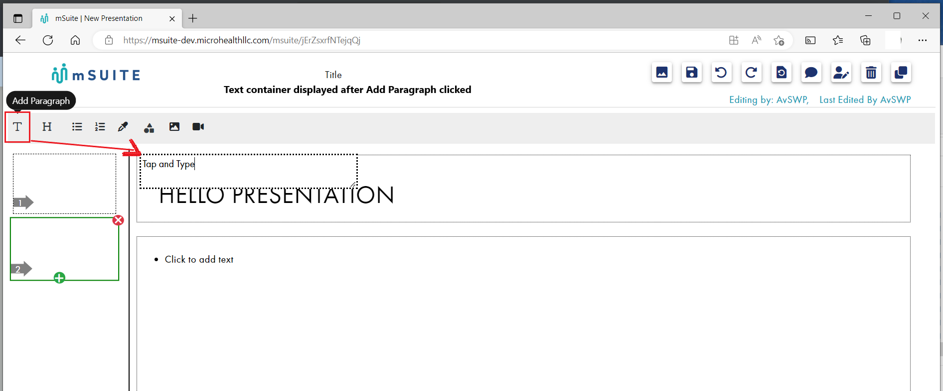 Presentation map: Should be able to Move textbox container to a ...
