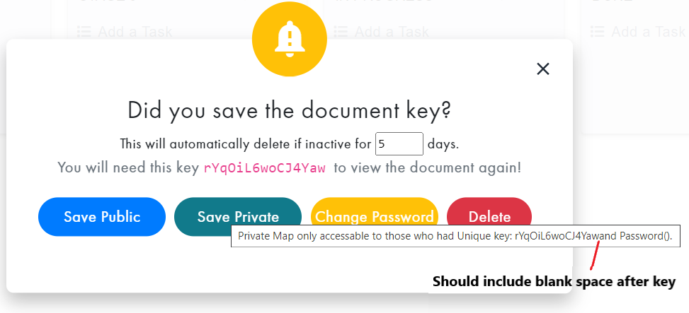 Save Document Key modal: "Save Private" tooltip should include blank space after key · Issue ...