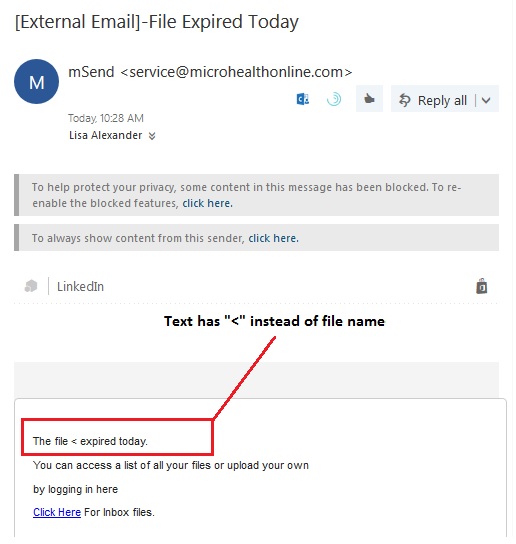 File Expired email: since file expired, change text "expires" to ...