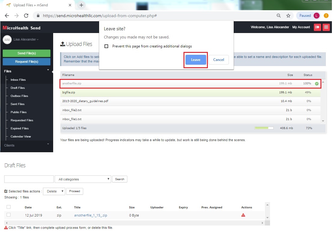 After Confirm To Cancel Upload Files That Had 100 Completed Display Under Draft Files And after-confirm-to-cancel-upload-files-that-had-100-completed-display-under-draft-files-and
