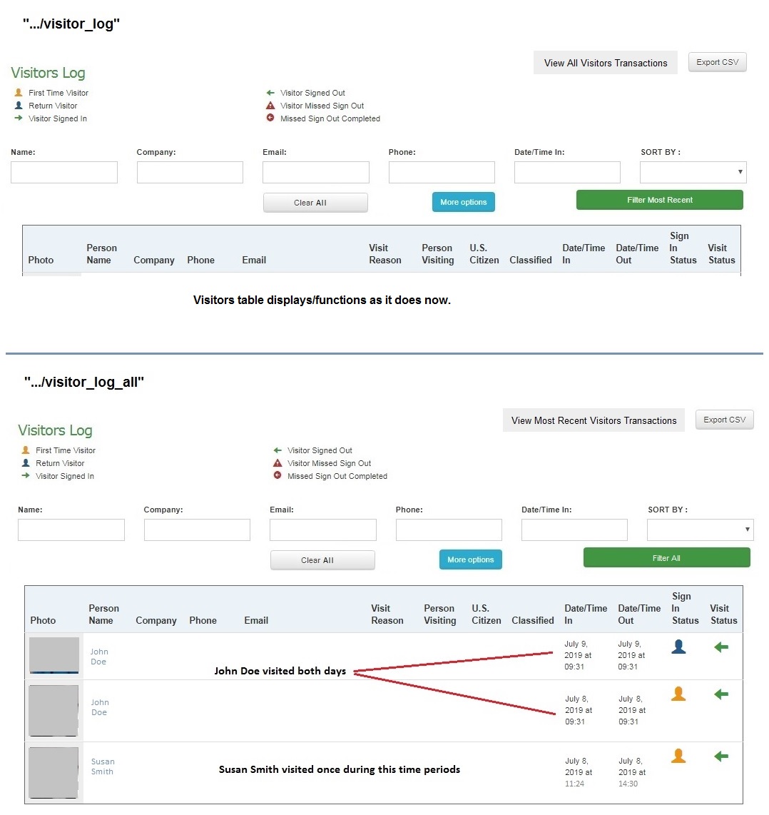 Include a ".../visitor_log_all" screen similar to ".../visitor_log" screen, but for ALL visits ...