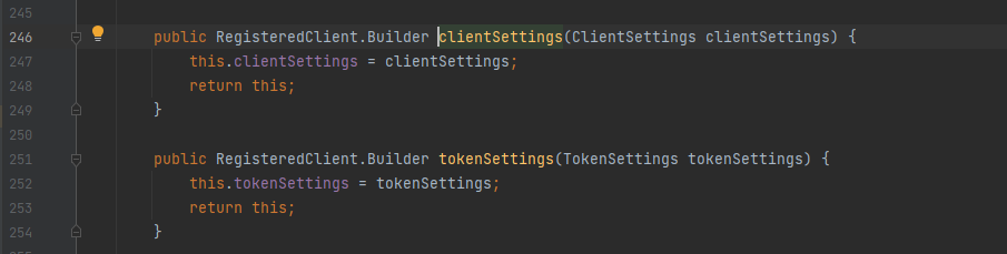Add null check in clientSettings and tokenSettings methods for RegisteredClient builder · Issue ...